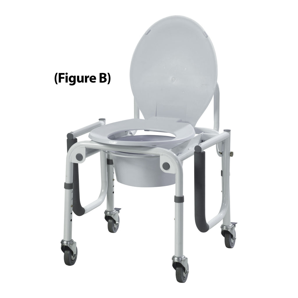 Steel Drop-Arm Commode with Wheels and Padded Armrests — Maxim Medical ...